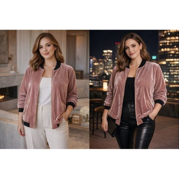 Sabrina Lauren | Jackets & Coats | Sabrina Lauren Womens Velvet Bomber ...